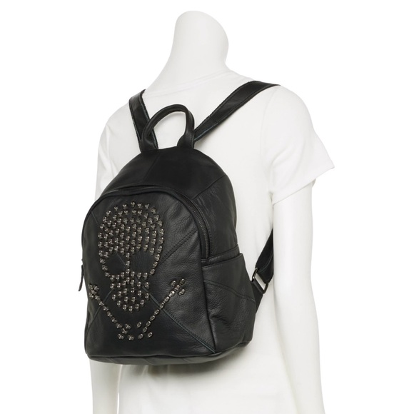 Amerileather | Bags | Amerileather Joreah Black Leather Skull Backpack With Removable Coin Pouch ...